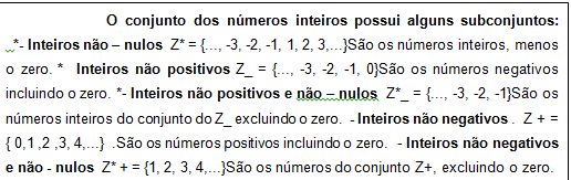 PROJETO PARA ANOS FINAIS - O CONJUNTO DOS NÚMEROS INTEIROS