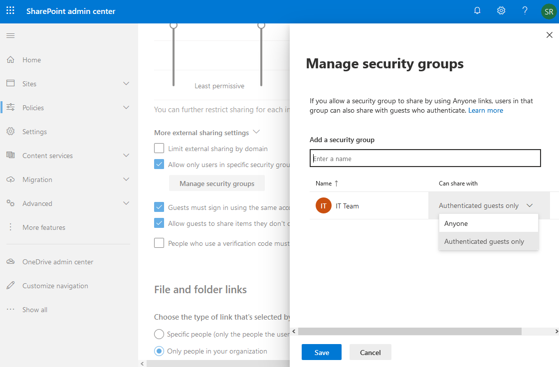 SharePoint Online: Restrict External Sharing to a Security Group ...