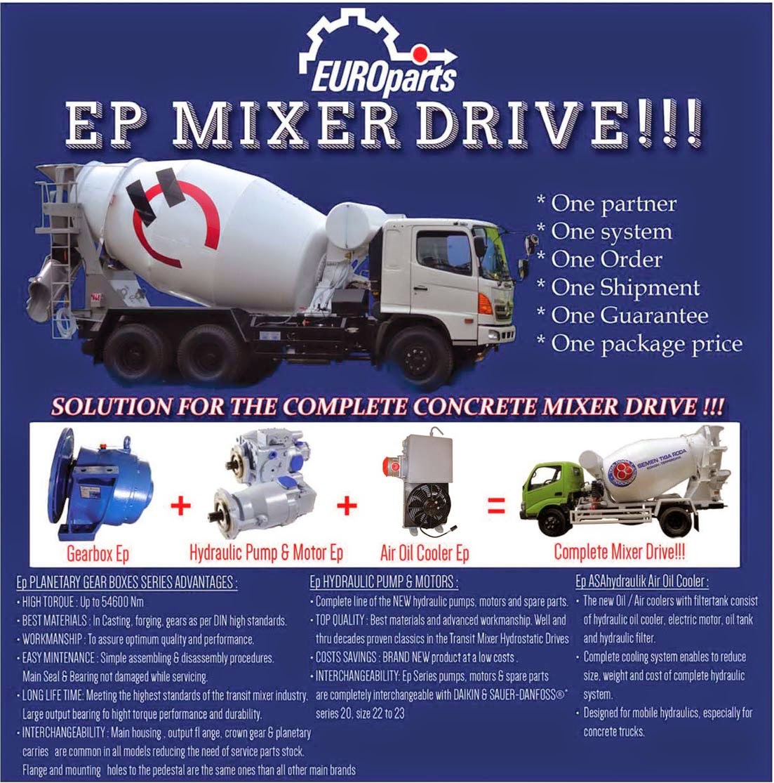 Hydraulic Truk Mixer Complete merk Europarts | CONCRETE MIXER DRIVE