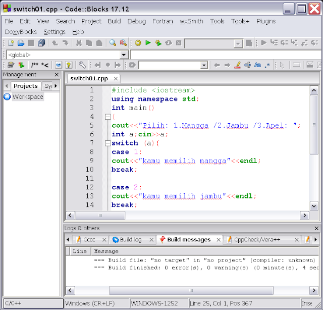 Inilah Instruksi Switch (Case) Pada C++ - Niguru Indonesia