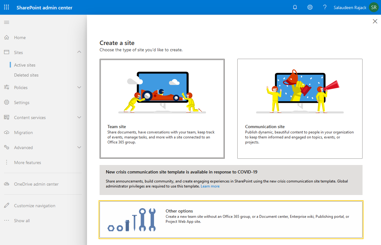 SharePoint Online: How to Create a Classic Site Collection ...