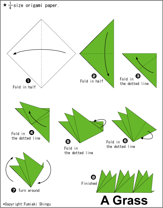 Grass - Easy Origami instructions For Kids