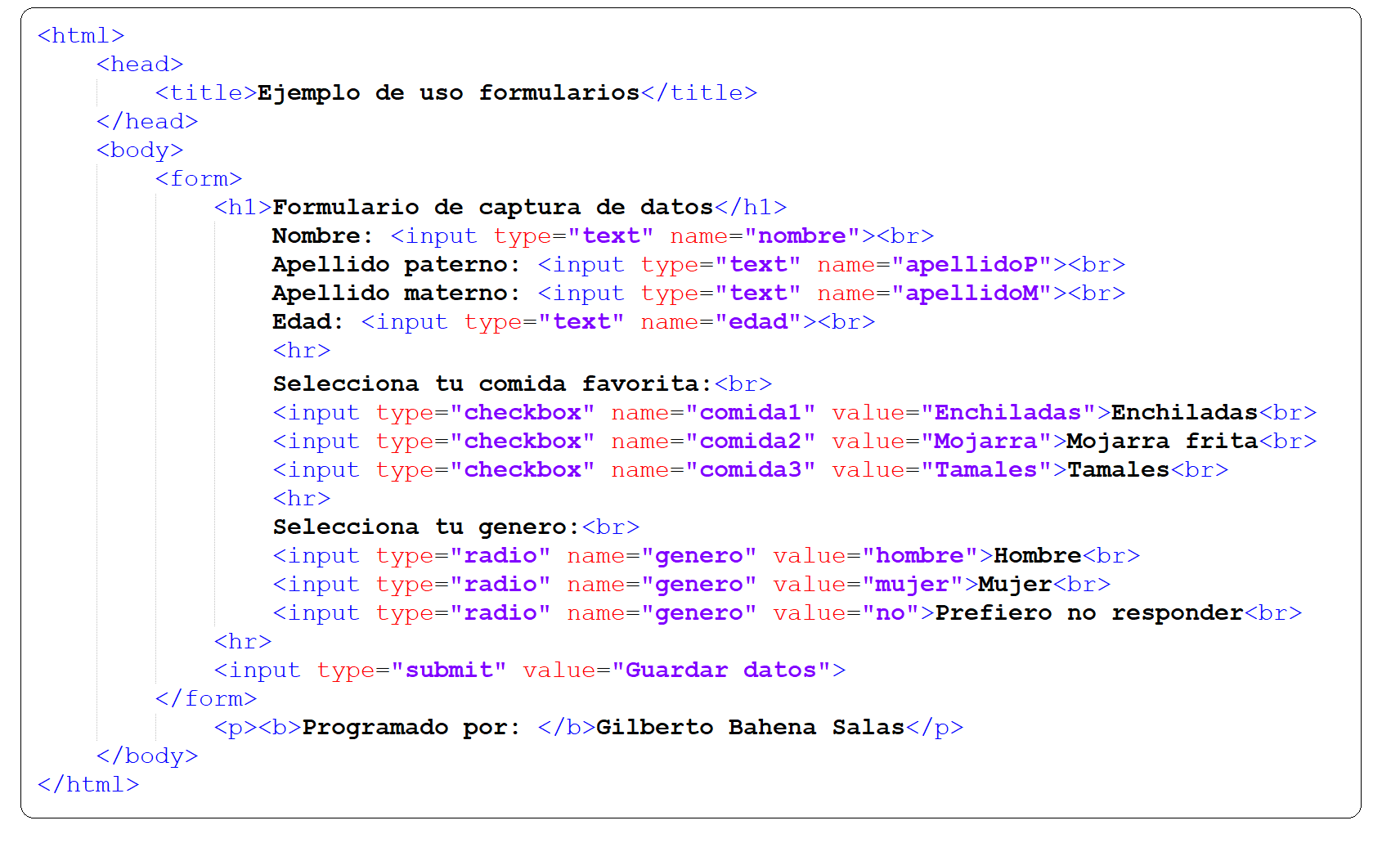 Formulario con estilos CSS