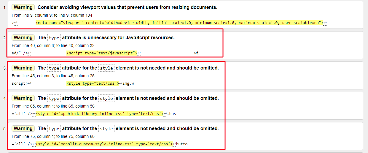 How To Fix Type Attribute Related Warning In Wordpress For W3 Validator