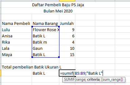 Manfaat Belajar: Cara Menggunakan Rumus Sumif Pada Excel