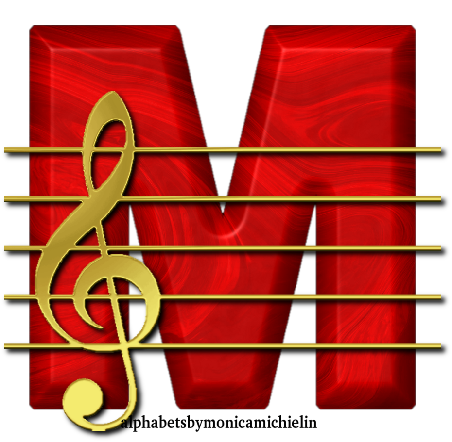 M. Michielin Alphabets: RED AND GOLDEN TREBLE CLEF MUSIC ALPHABET
