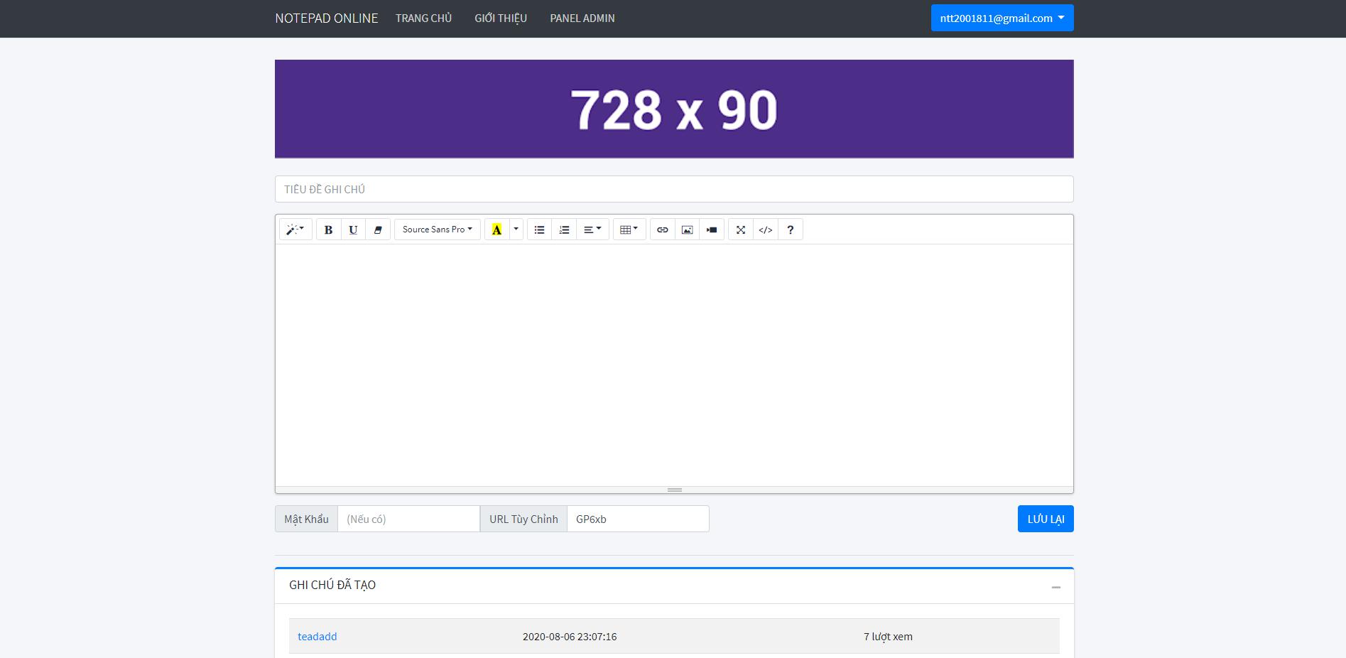 Source Code Notepad Online Bằng Php