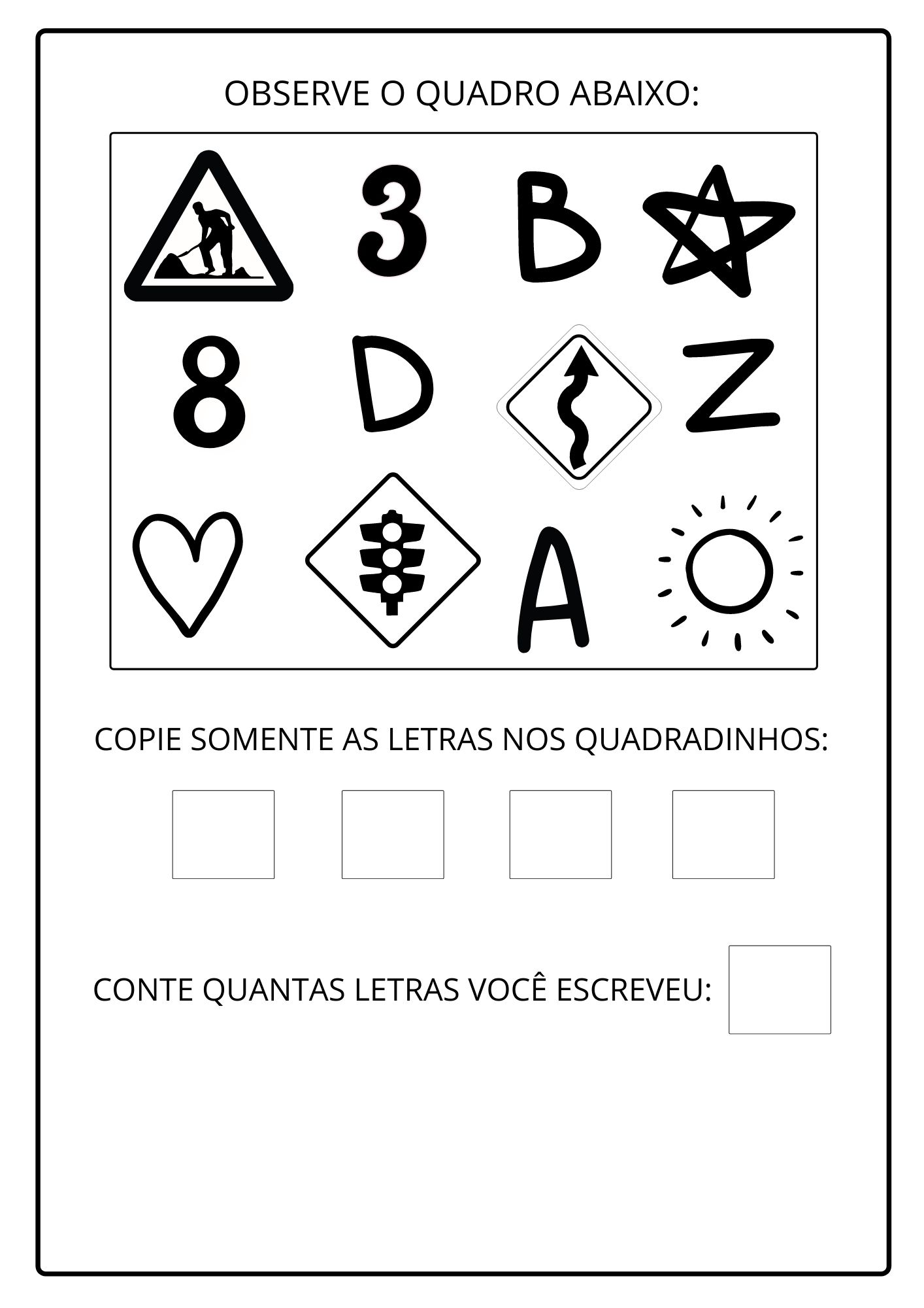 Atividades Letras E Desenhos Letras E Simbolos Graficos - ZULEDU