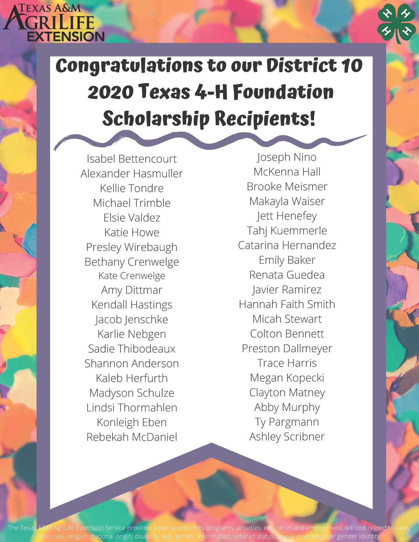 Comal County 4-H News - ARCHIVE: District 10 Texas 4-H Foundation ...