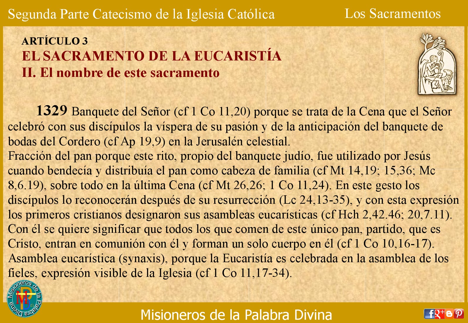 Misioneros de la Palabra Divina: CATEQUESIS SOBRE LOS SACRAMENTOS