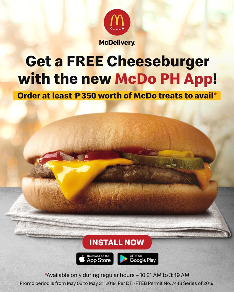 Manila Shopper: McDo FREE Cheeseburger Promo: May 2019