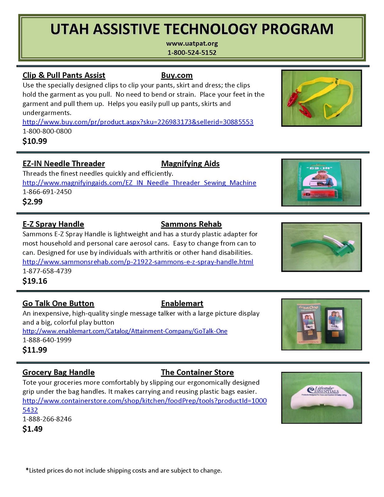 Utah Assistive Technology Program: Assistive Daily Living (ADL) devices ...