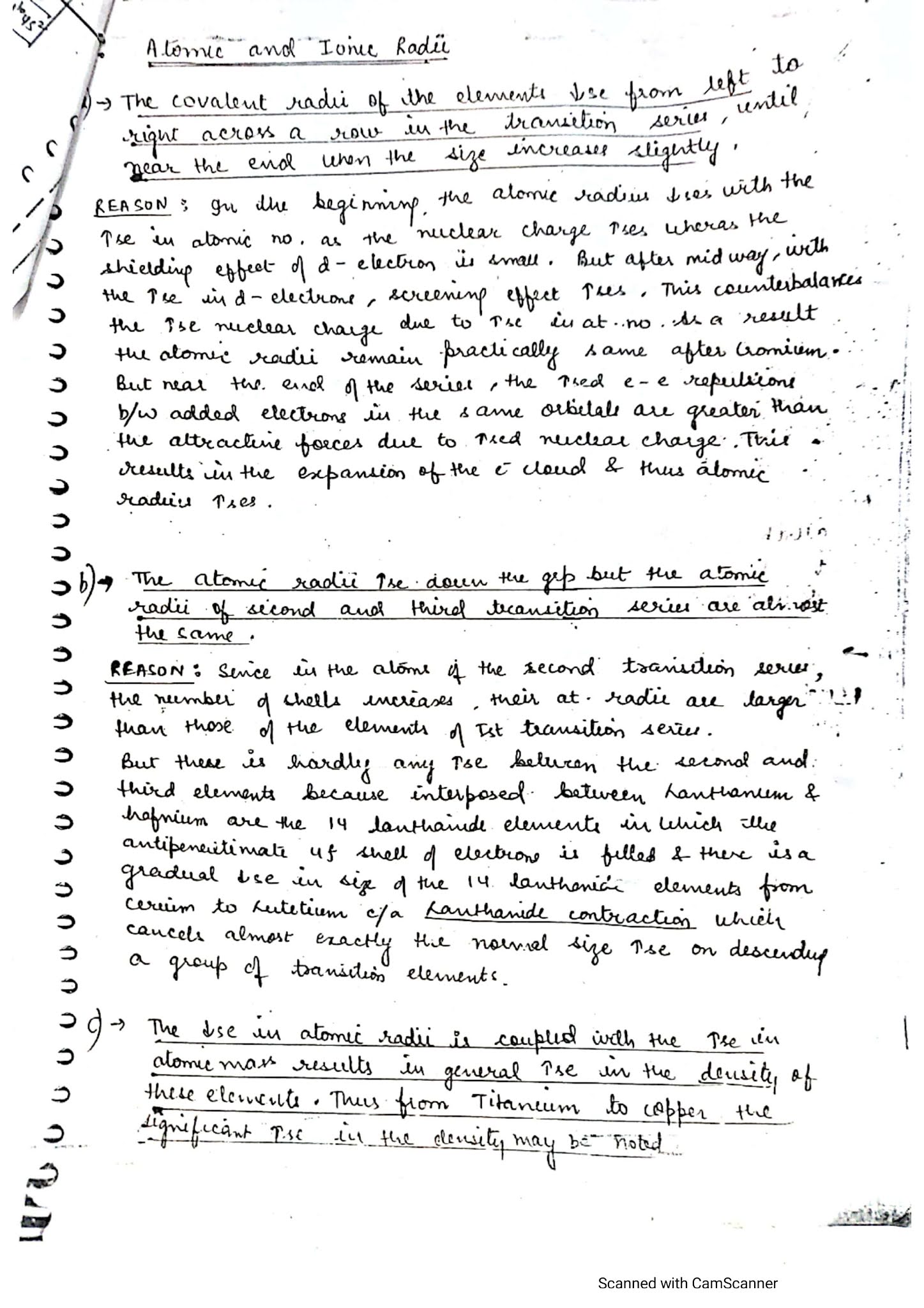 Ch 8- D and F Block Elements class 12 Handwritten notes pdf downloads