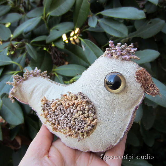 peaceofpi studio: Bird Soft Sculpture with Drizzle Stitch Hand Embroidery