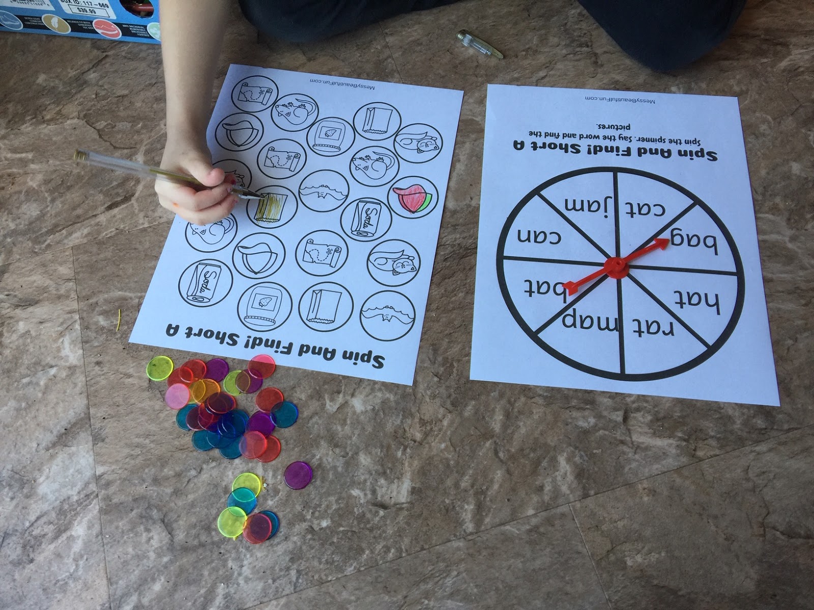 Messy, Beautiful, Fun: Spin And Find CVC Words Printable Pack