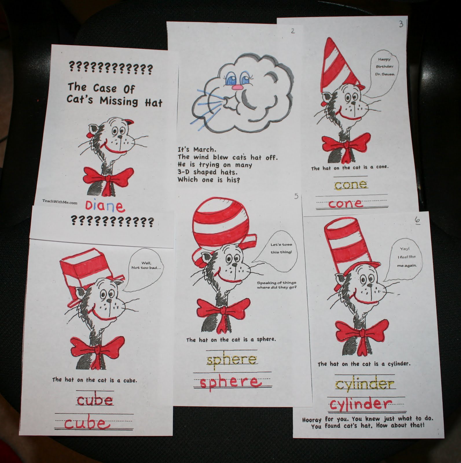Classroom Freebies Too: PK-2: Dr. Seuss Cat in the Hat 3-D Shape Book