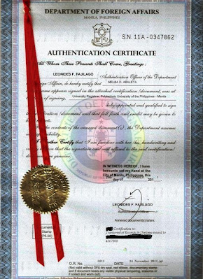 the viewing deck: DFA Authentication / Apostille for TOR / Diploma CTC