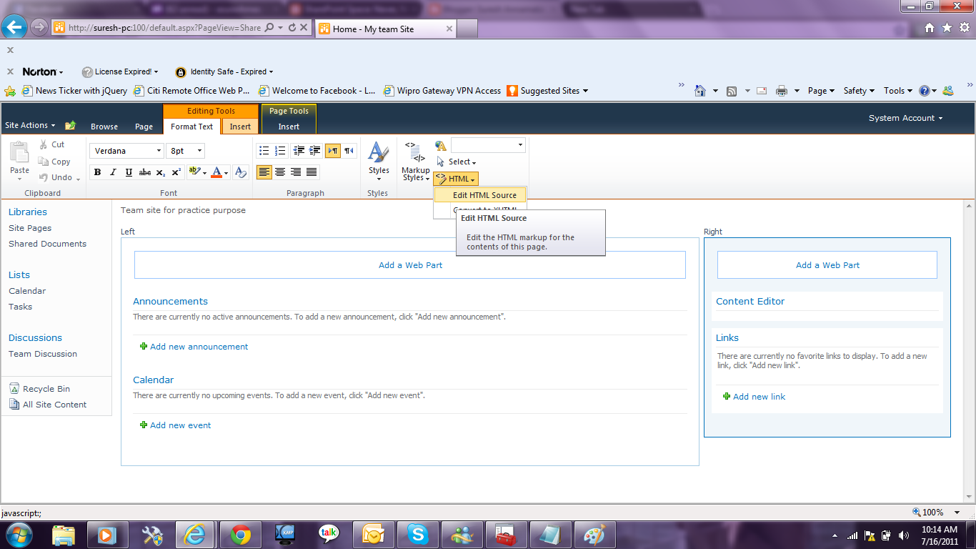 My SharePoint Space: SharePoint 2010 Content Editor webpart