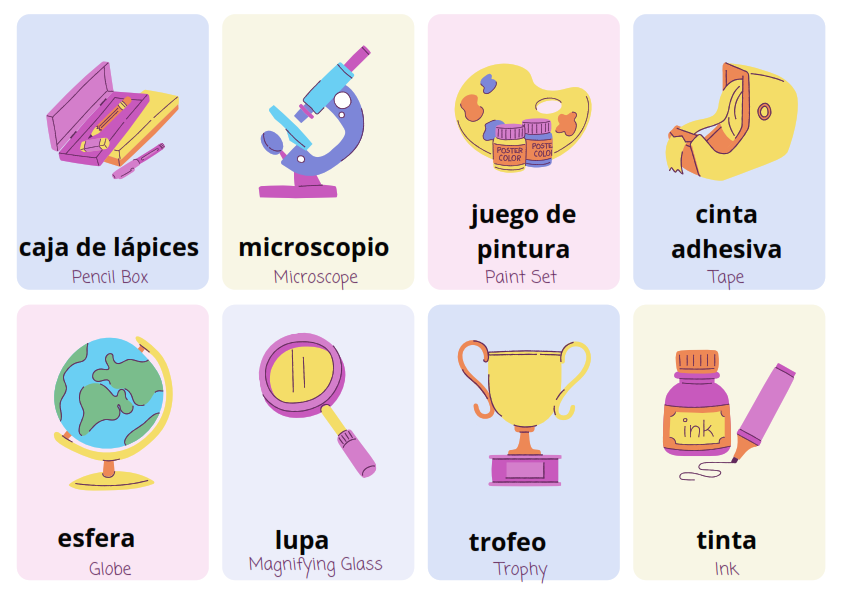 School Equipment Flashcards in Spanish | Spanish to Go
