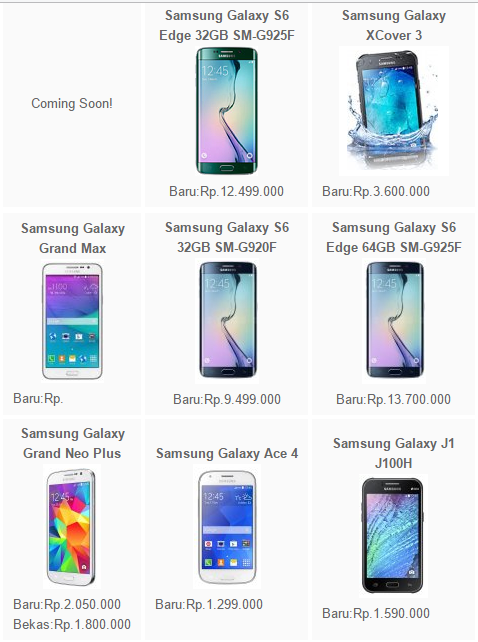 Daftar Harga Terbaru Semua Samsung Galaxy Juni 2015 - SEO INTERNET ...