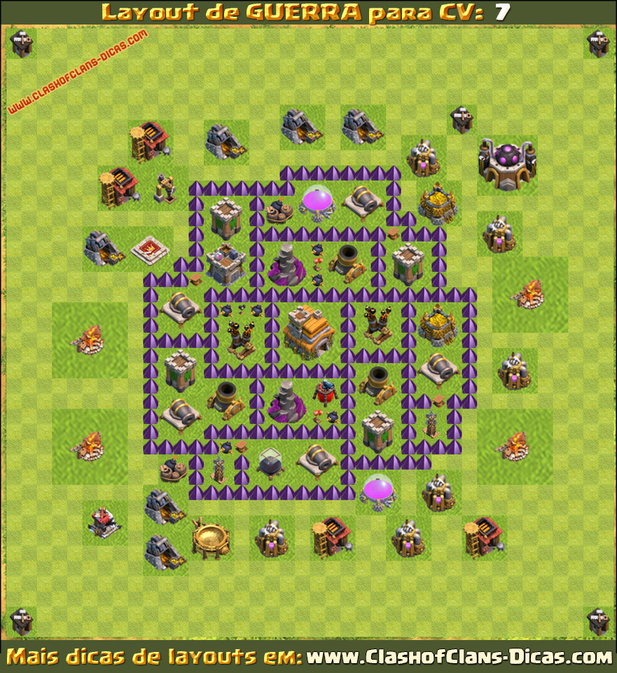 Layouts para CV7 em Guerra - Clash of Clans Dicas, Gemas Grátis ...