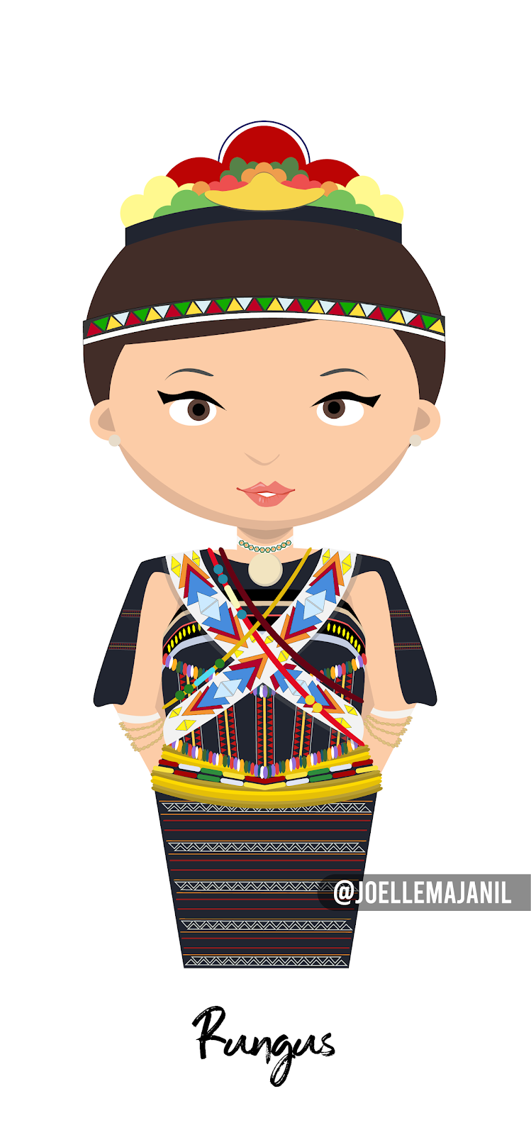 Kadazandusun Traditional Costume Flat Vector Illustration - Joelle Majanil