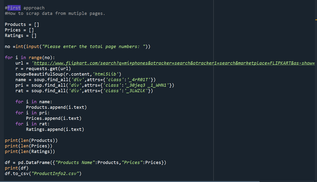 Web Scraping using BeautifulSoup library.