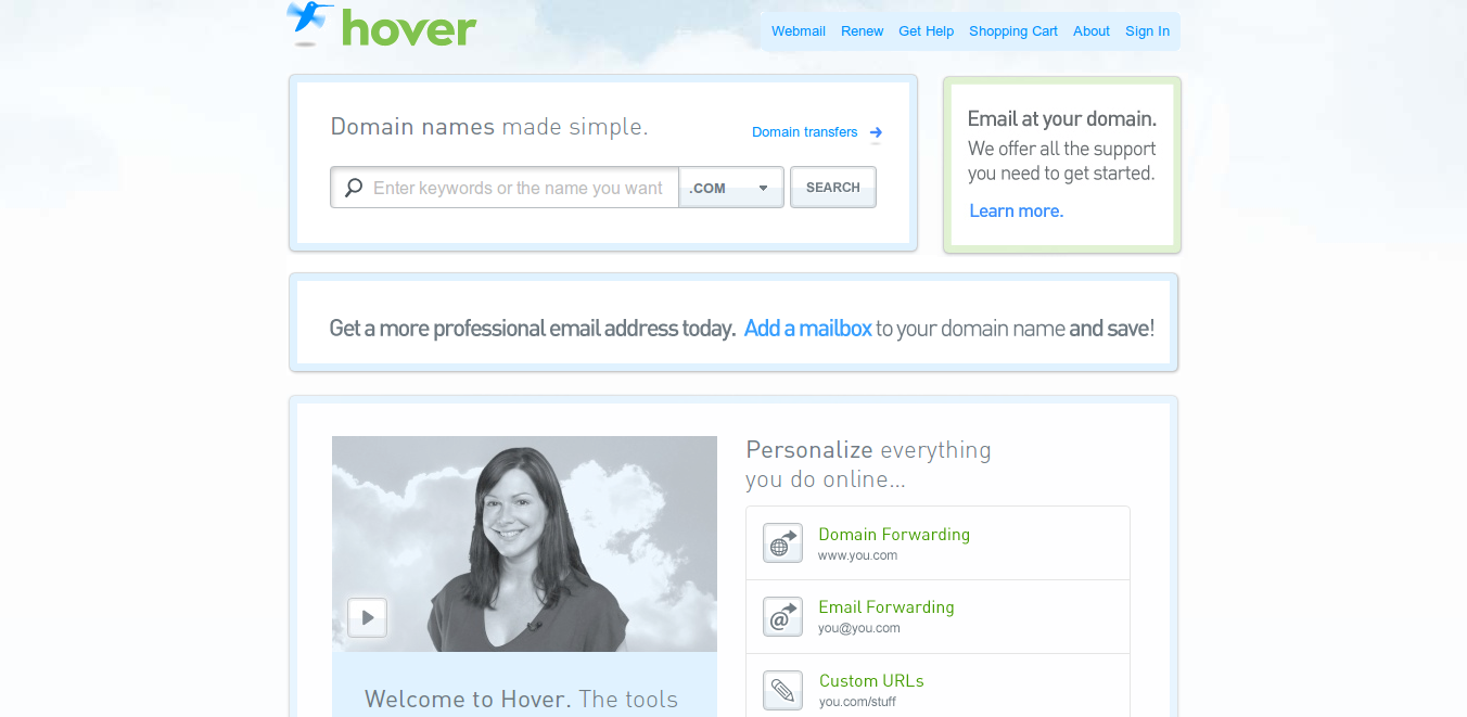 Hover - Sugestii pentru crearea domeniilor web | OnApps.Info