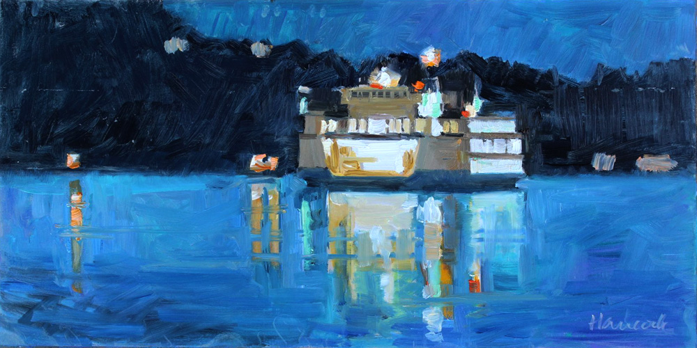 Gretchen Hancock's Paintings: Night Ferry near the Dock SOLD
