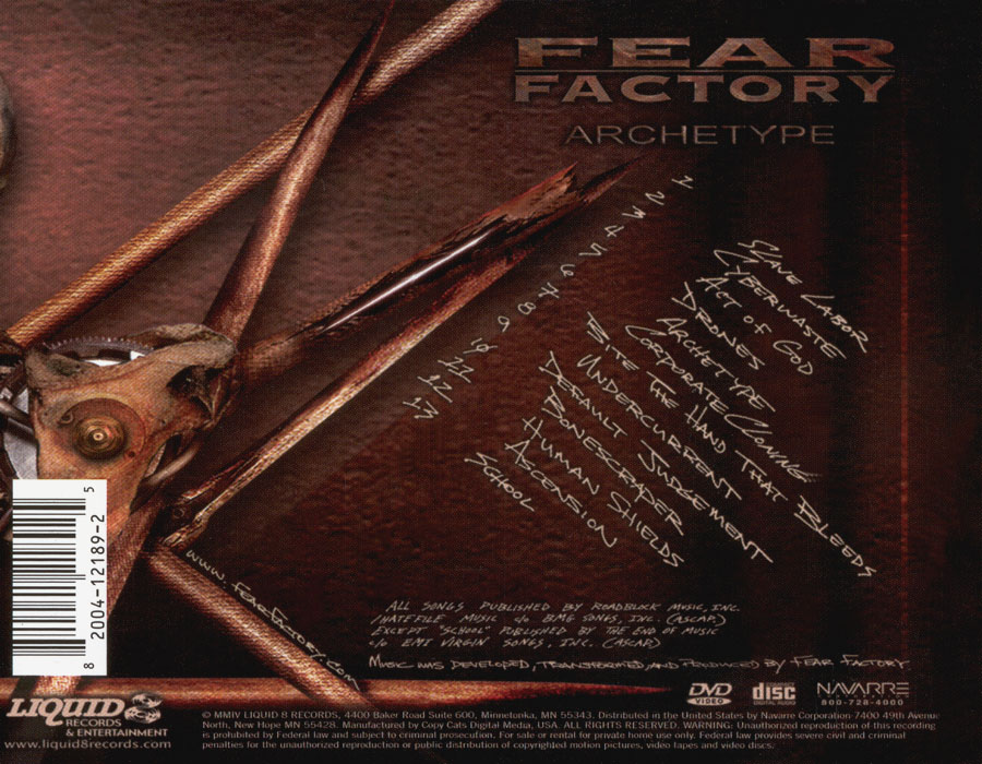 Classic Rock Covers Database: Fear Factory - Archetype (2004)