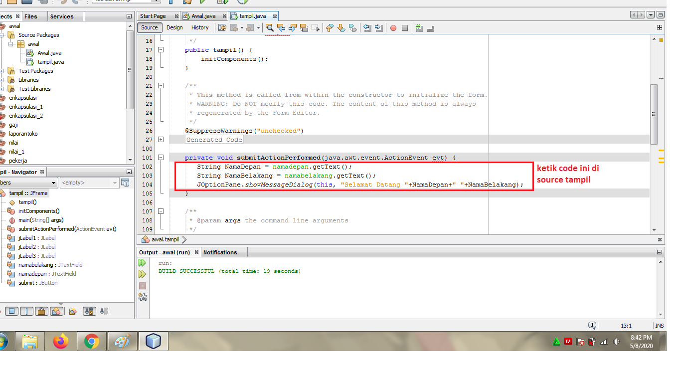 STRUKTUR KONTROL USER INTERFACE NETBEANS