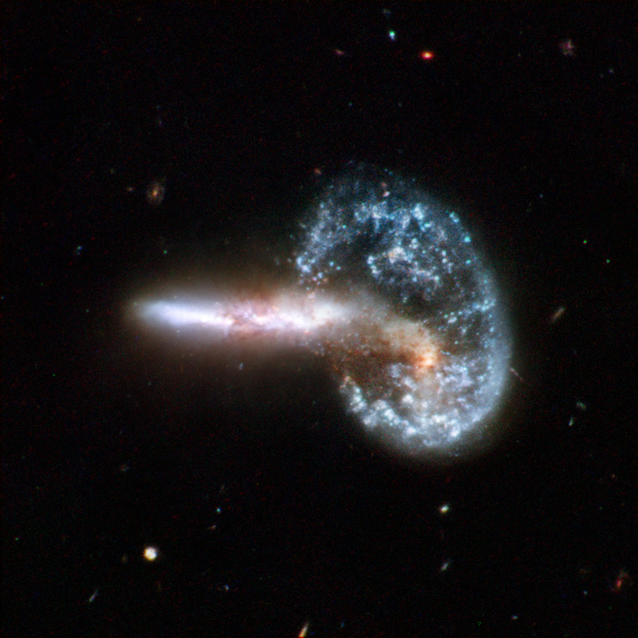 Collision of galaxies, images taken by hubble