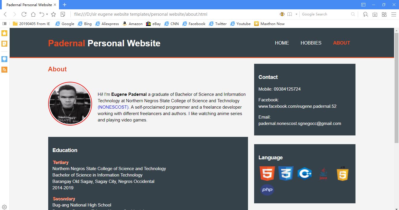 Free Programming Source Codes And Computer Programming Tutorials Personal Website Template