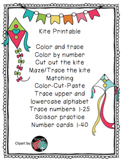 Kite Printable ~ Preschool Printables