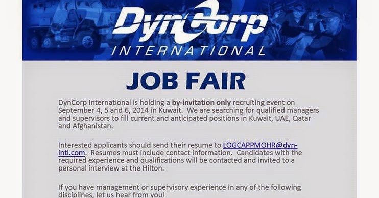 Life in Kuwait Blog: DynCorp Recruiting