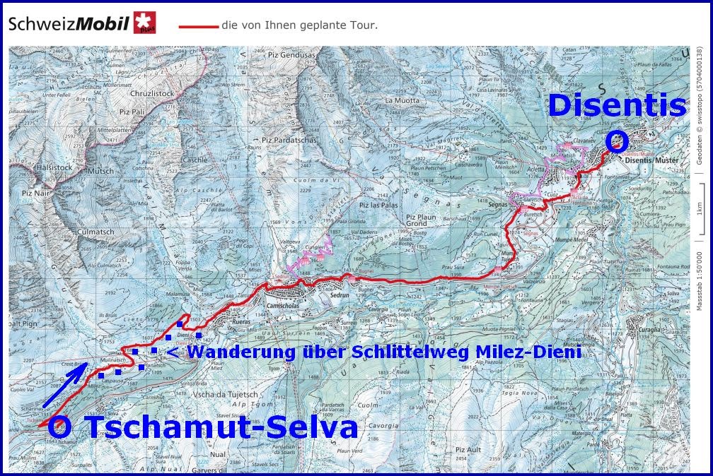 Tschamut – Sedrun – Disentis (Surselva / GR) – Wandern mit Freunden
