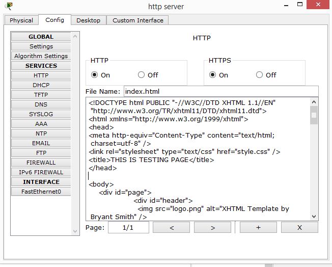 learn network Concept: Web server Configuration with Packet Tracer in GUI