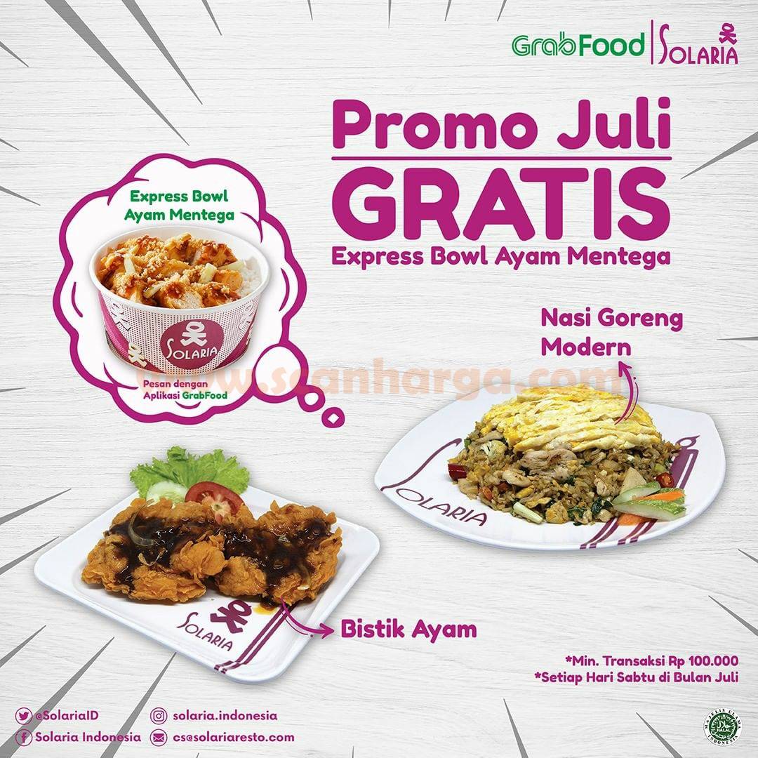 Promo SOLARIA Grabfood GRATIS Express Bowl Ayam Mentega - scanharga