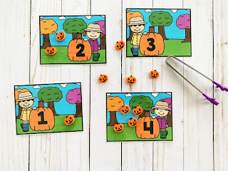 October Fine Motor Task Boxes for Preschool