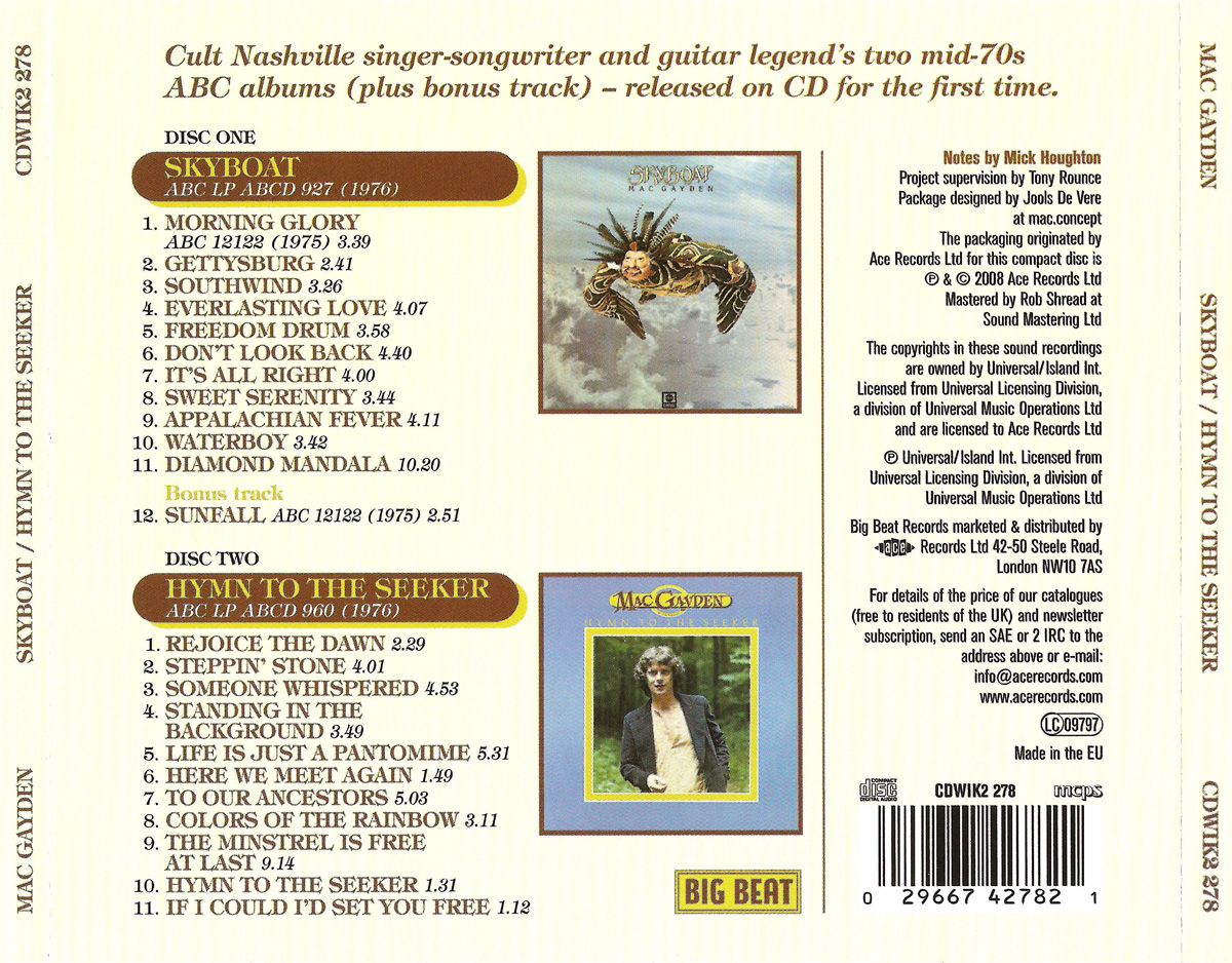 Pop On The Run: 70's Pop, Folk, Rock, Soul by... Mac Gayden - Skyboat ...