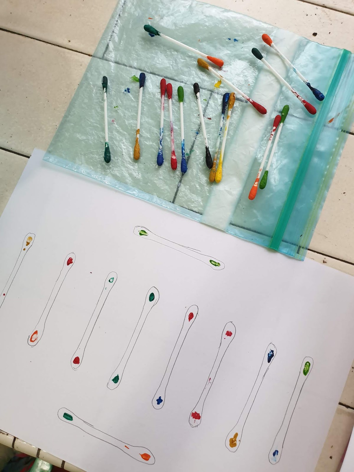 Cotton buds colour matching activity
