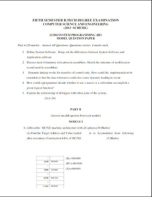 Kerala University Btech System Programming Rf 2016 Question Paper University Question Papers