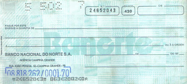 Retalhos Históricos de Campina Grande: Cheques de Antigas Instituições ...