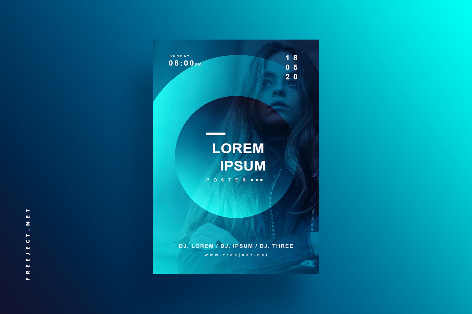 Free Download Blue Gradient Music Event Poster Design Template - PSD File