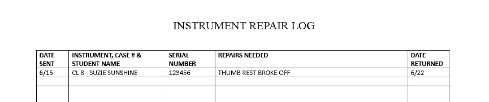 School Instrument Repair Process