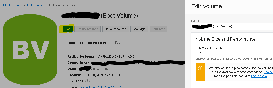 How to resize root partition in a running Oracle Linux Instance in OCI ...