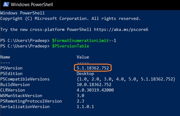 Check PowerShell Version