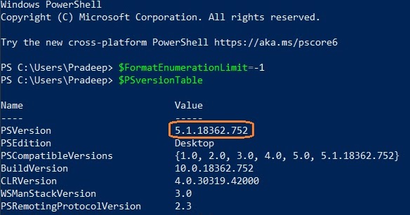 Check PowerShell Version