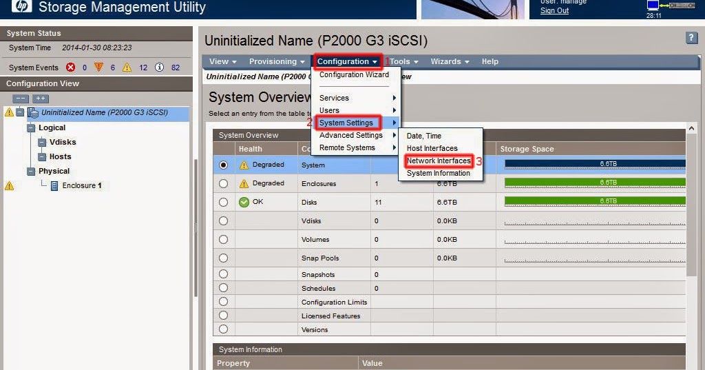 Pantallazos.es: HP P2000 G3: Configurar Red.