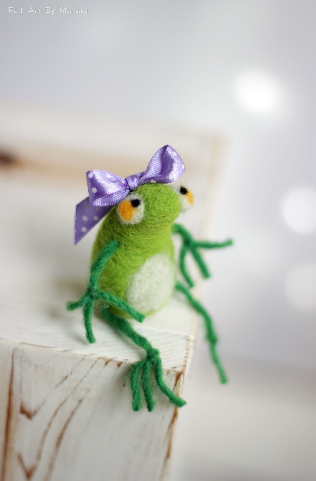 Felt Art By Mariana: Handful of Love - Needle felted Baby Frog